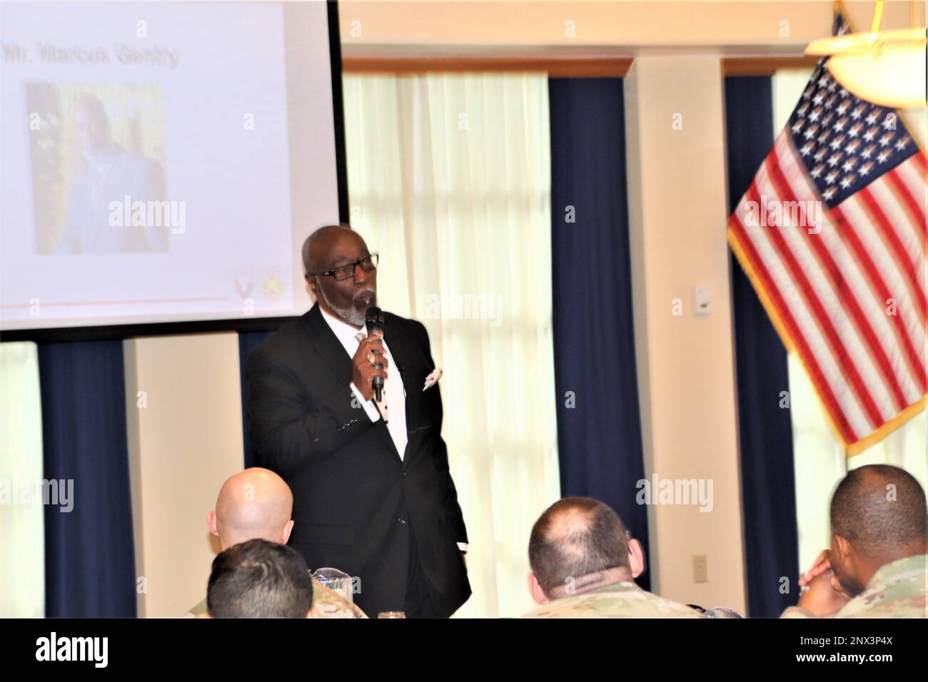 Guest speaker Marcus Gentry gives his presentation about Martin Luther ...