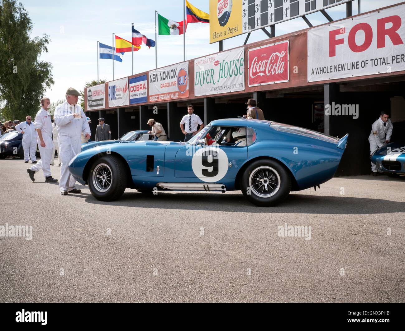 Shelby Daytona Coupe Goodwood Revival car reversing into pits Stock ...