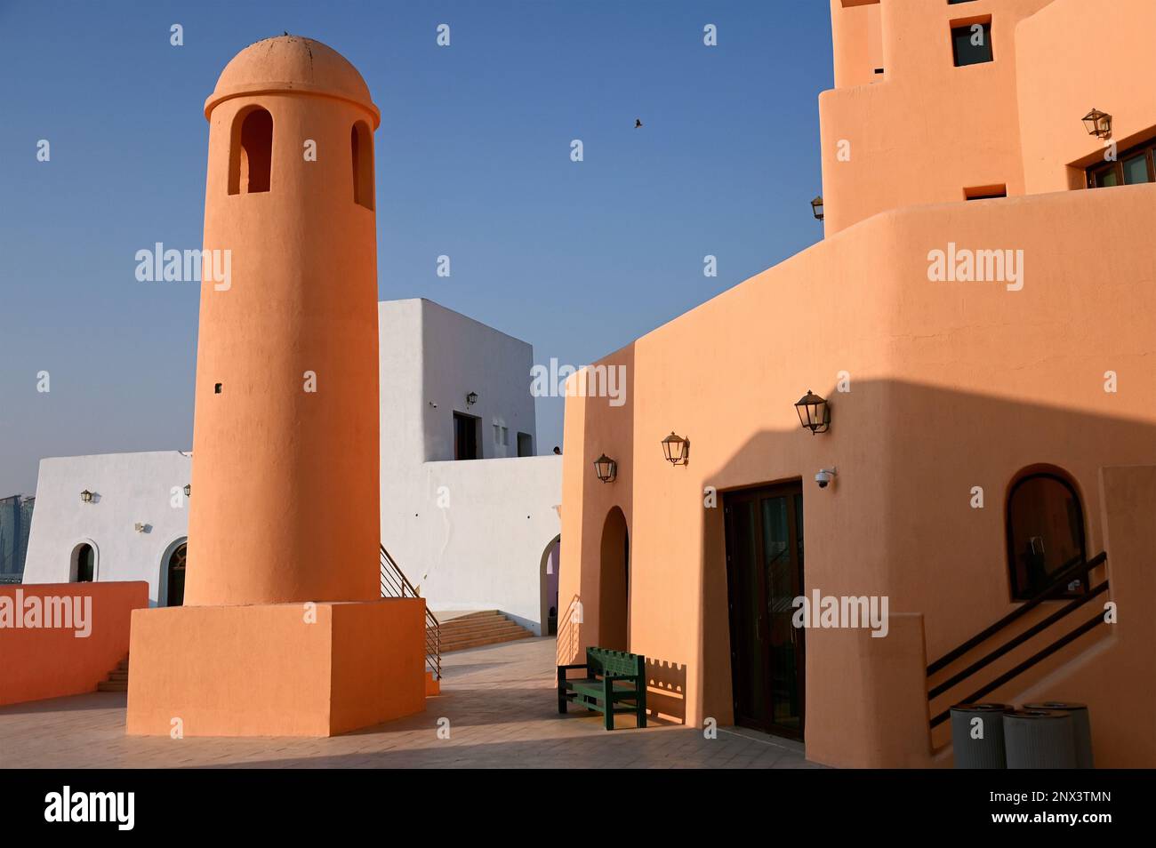 Colourful houses in the Mina District, Mia Park, Old Port Doha, Qatar ...