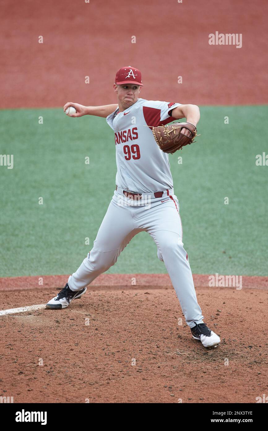 Arkansas Razorbacks relief pitcher Jackson Rutledge (99) in action ...