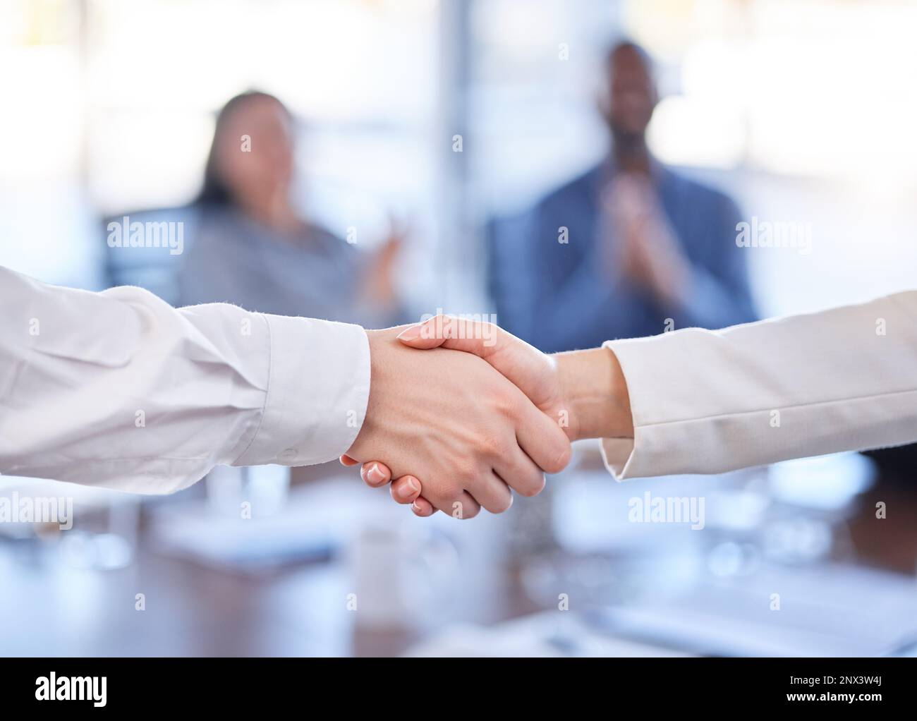 Handshake, teamwork and b2b partnership, agreement or deal, contract or ...