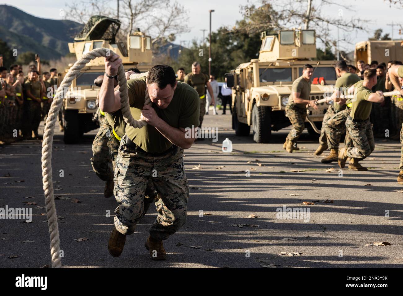 A U.S. Marine with 11th Marine Regiment, 1st Marine Division, pulls a ...