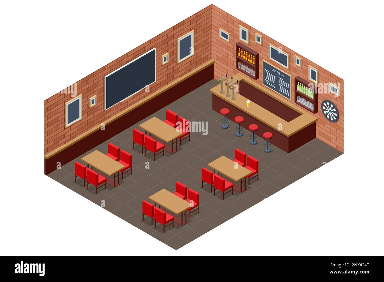 Beer bar counter. Interior of pub or bar. Bar counter, chairs and ...