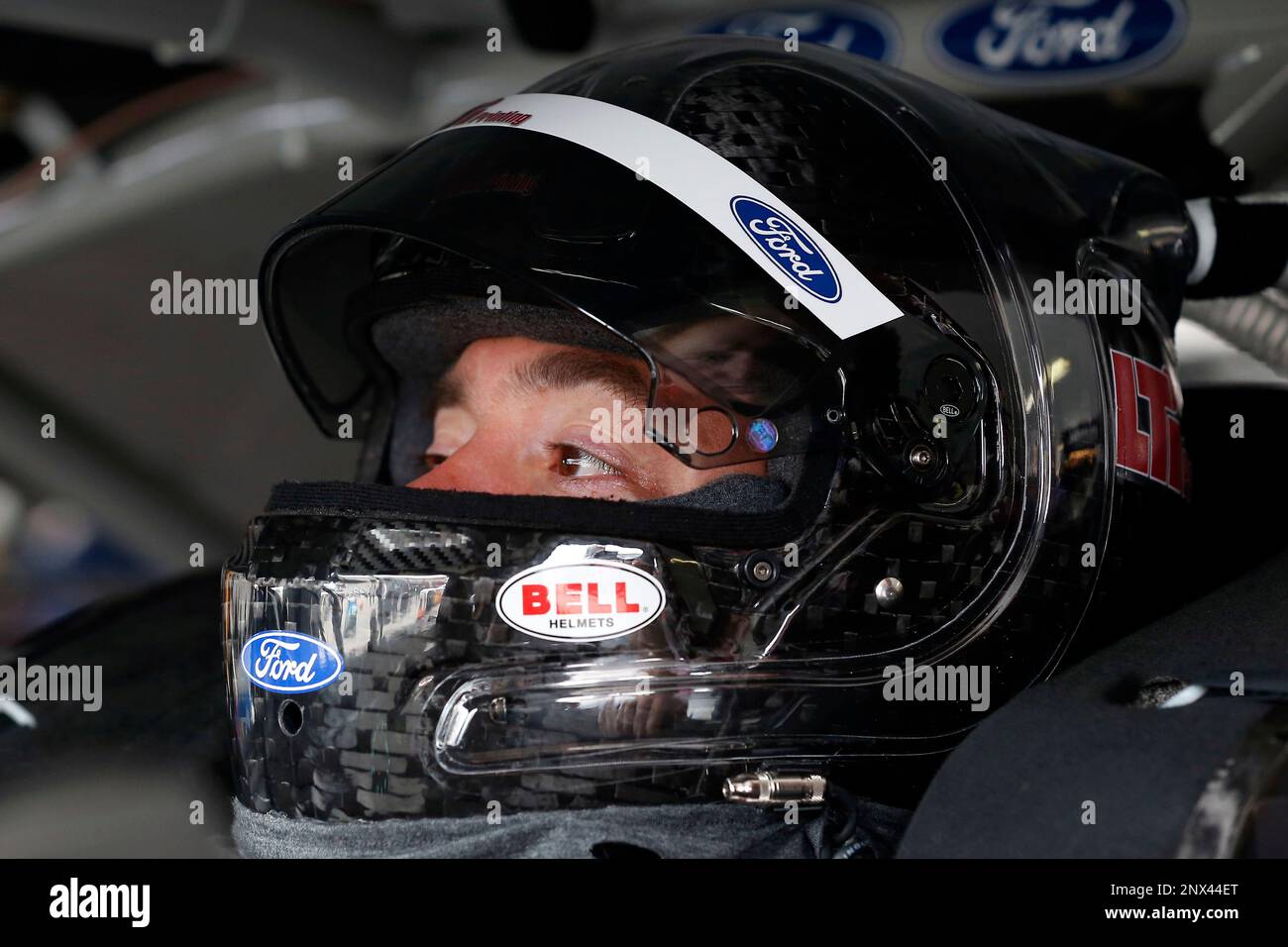 Paul Menard, Team Penske, Ford Mustang LTi Printing during practice for ...