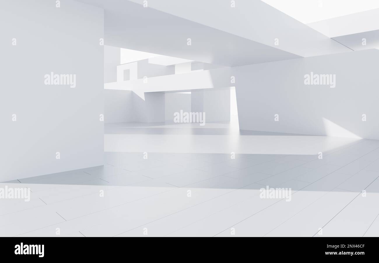 White abstract outdoor architecture, 3d rendering. Digital drawing ...