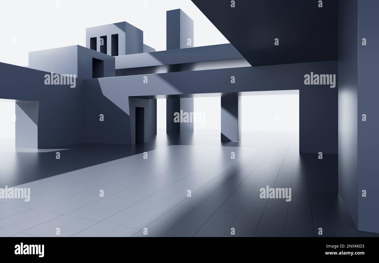 Abstract outdoor architecture, 3d rendering. Digital drawing Stock ...
