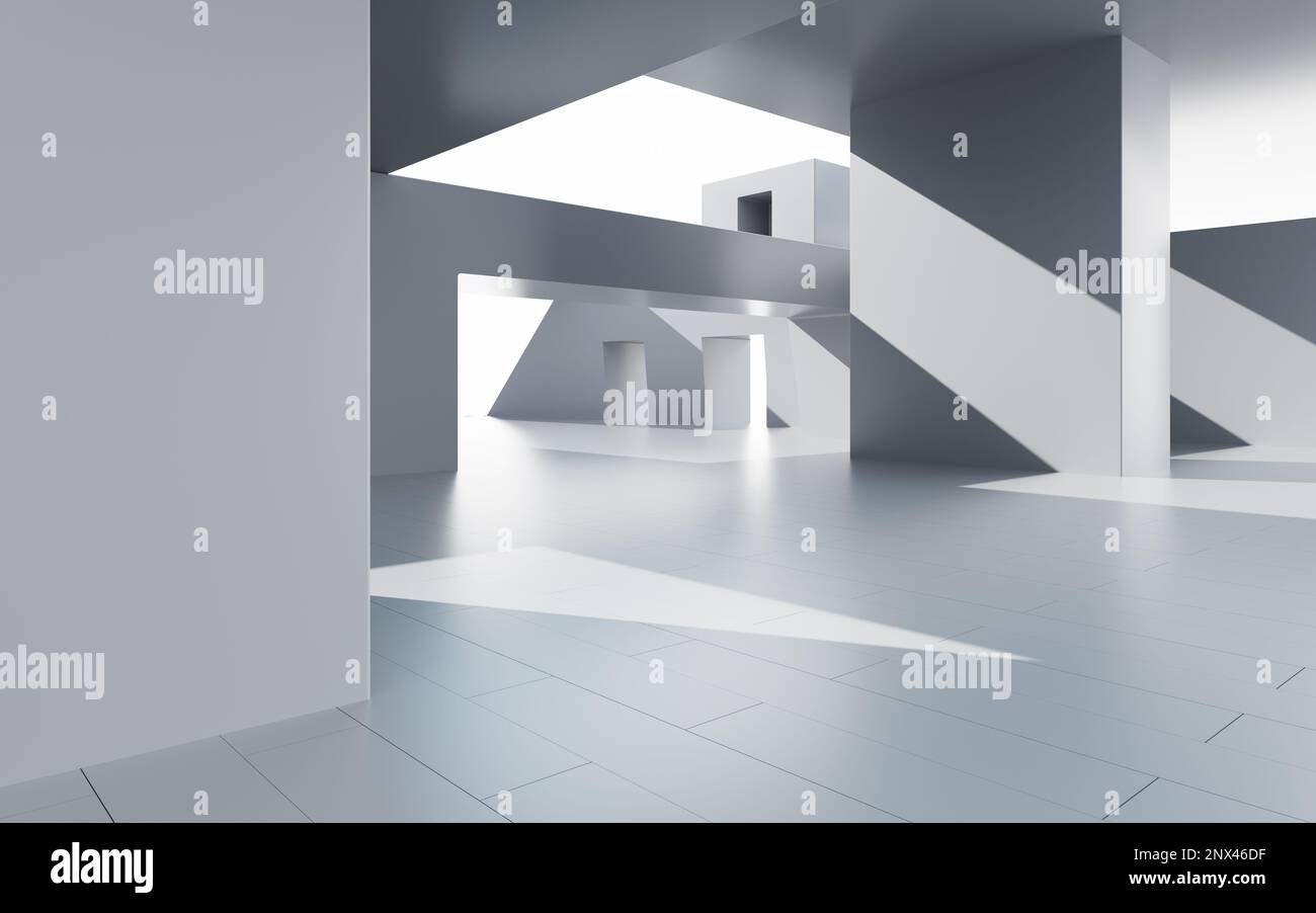 Gray abstract outdoor architecture, 3d rendering. Digital drawing Stock ...