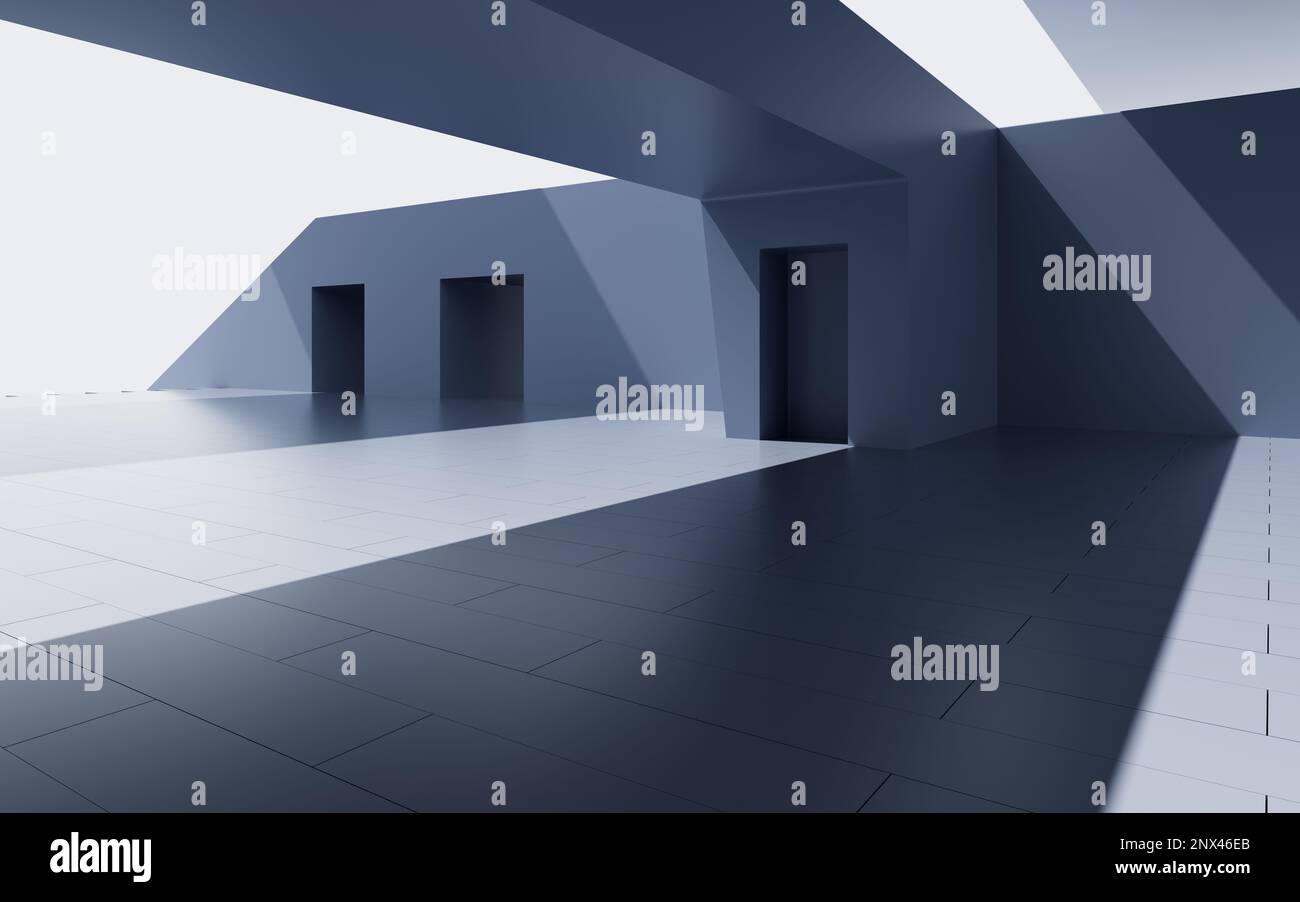 Abstract outdoor architecture, 3d rendering. Digital drawing Stock ...