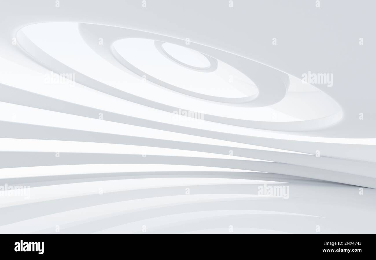 White abstract curvilinear architecture, 3d rendering. Digital drawing Stock Photo - Alamy
