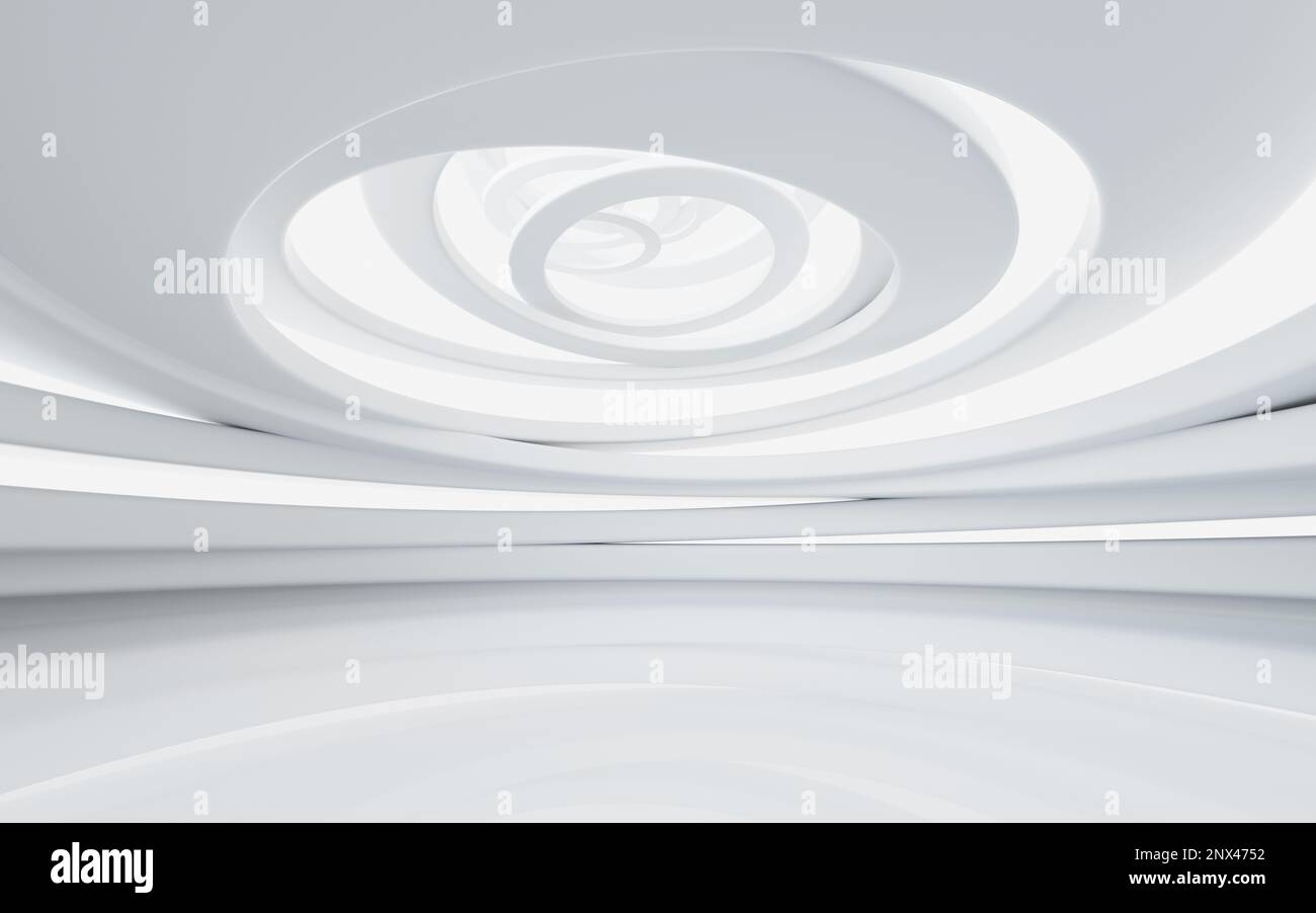 White abstract curvilinear architecture, 3d rendering. Digital drawing Stock Photo - Alamy