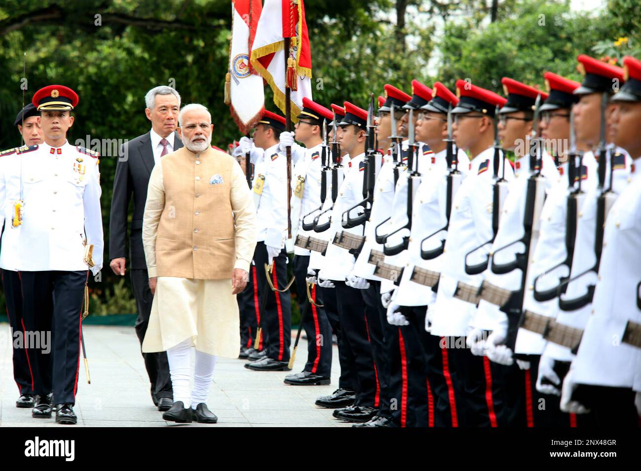 Indian Prime Minister Narendra Modi inspects a guard of honour at the ...