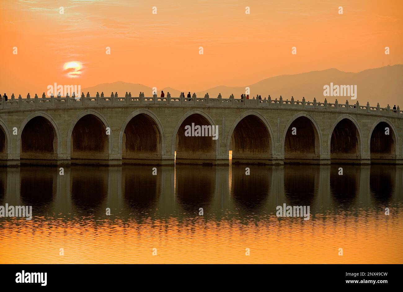Summer Palace, in Kunming Lake. Seventeen arch bridge,Beijing, China ...