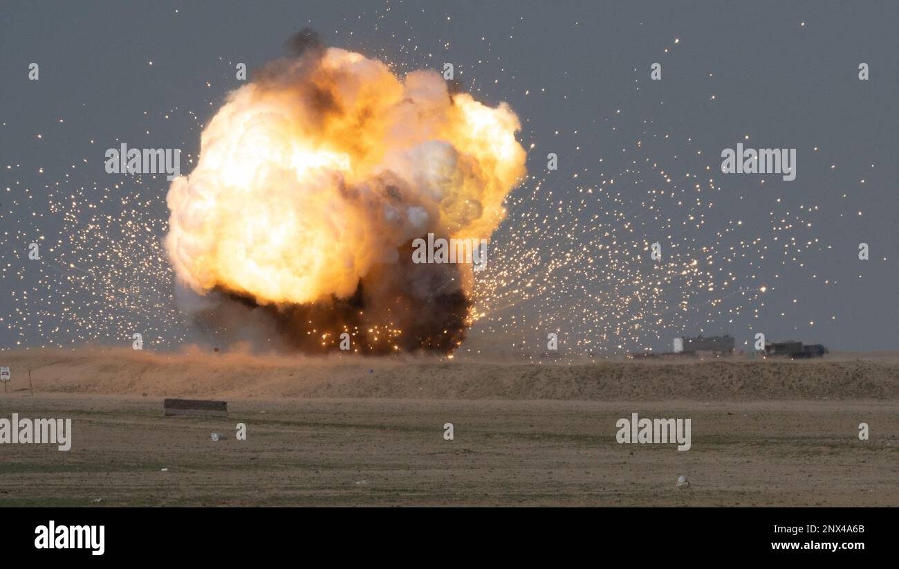 Explosives are detonated for Explosive Ordnance Disposal training at ...