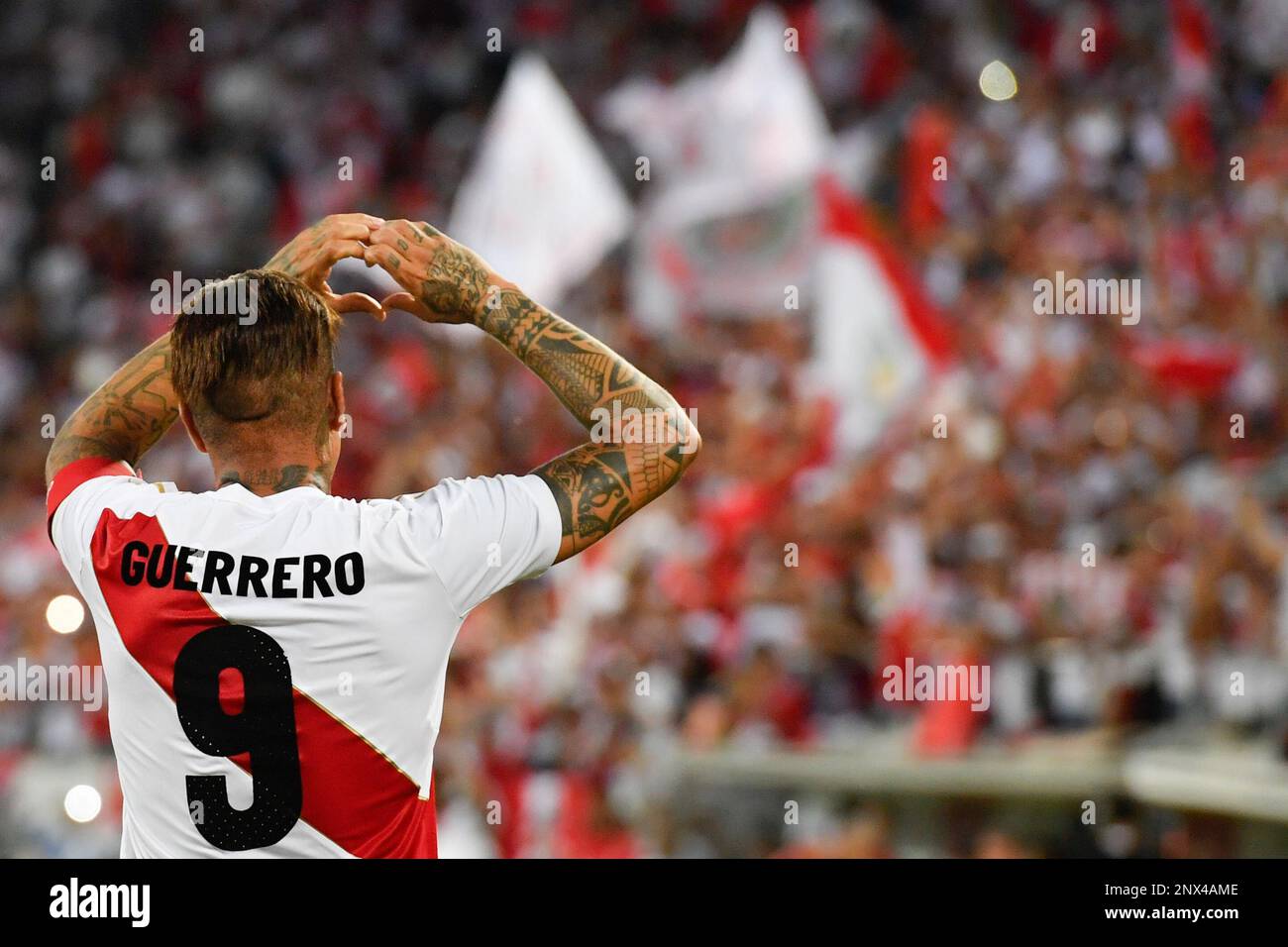 Peru's Paolo Guerrero celebrates after he scored during a friendly ...