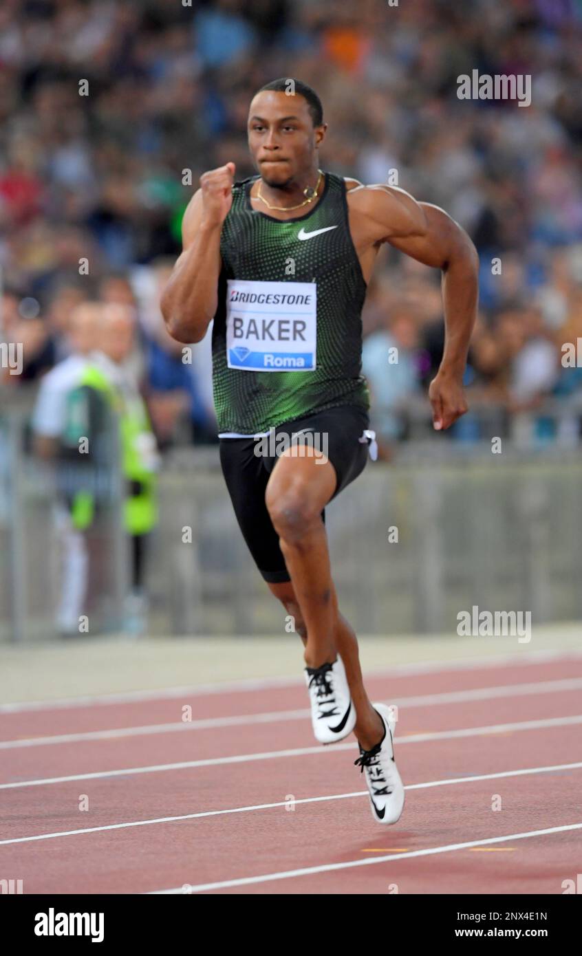 Ronnie Baker (USA) wins the 100m in 9.93 during the 38th Golden Gala ...