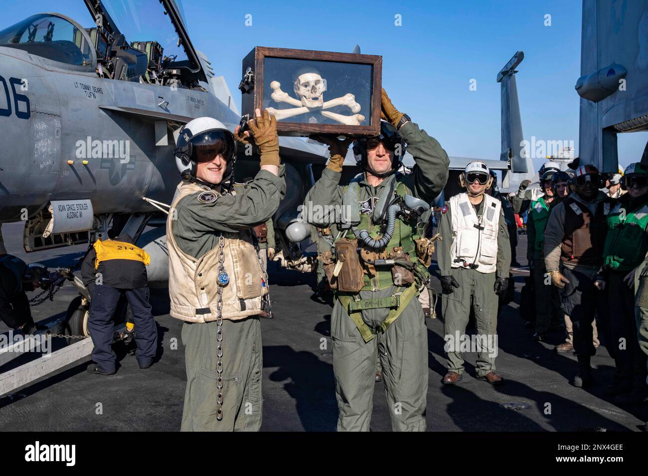 230115-N-UI066-2148 ADRIATIC SEA (Jan. 15, 2023) Pilots, assigned to Strike Fighter Squadron ...