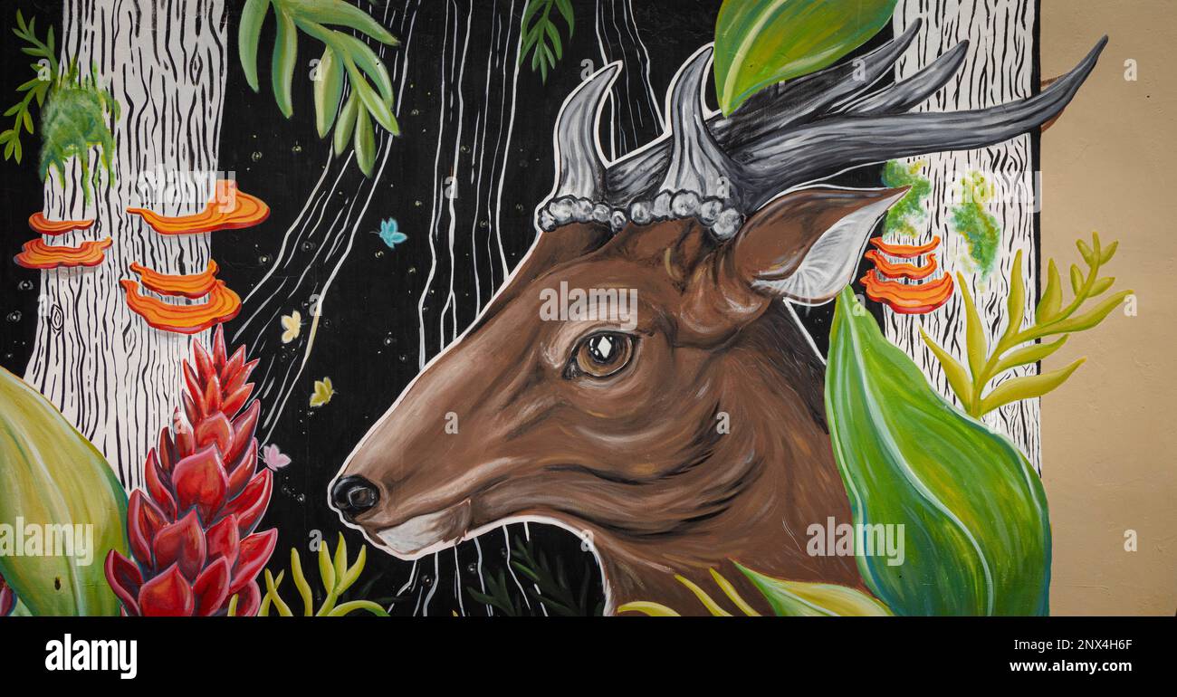 A deer mural is displayed at street art locations on Guam, Jan. 18 ...