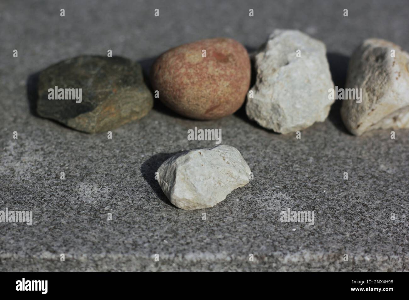 Several typical common rocks on a surface Stock Photo - Alamy