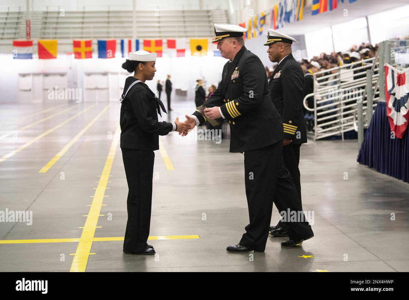 Pass in Review at U.S. Navy Recruit Training Command. More than 40,000 recruits train annually ...