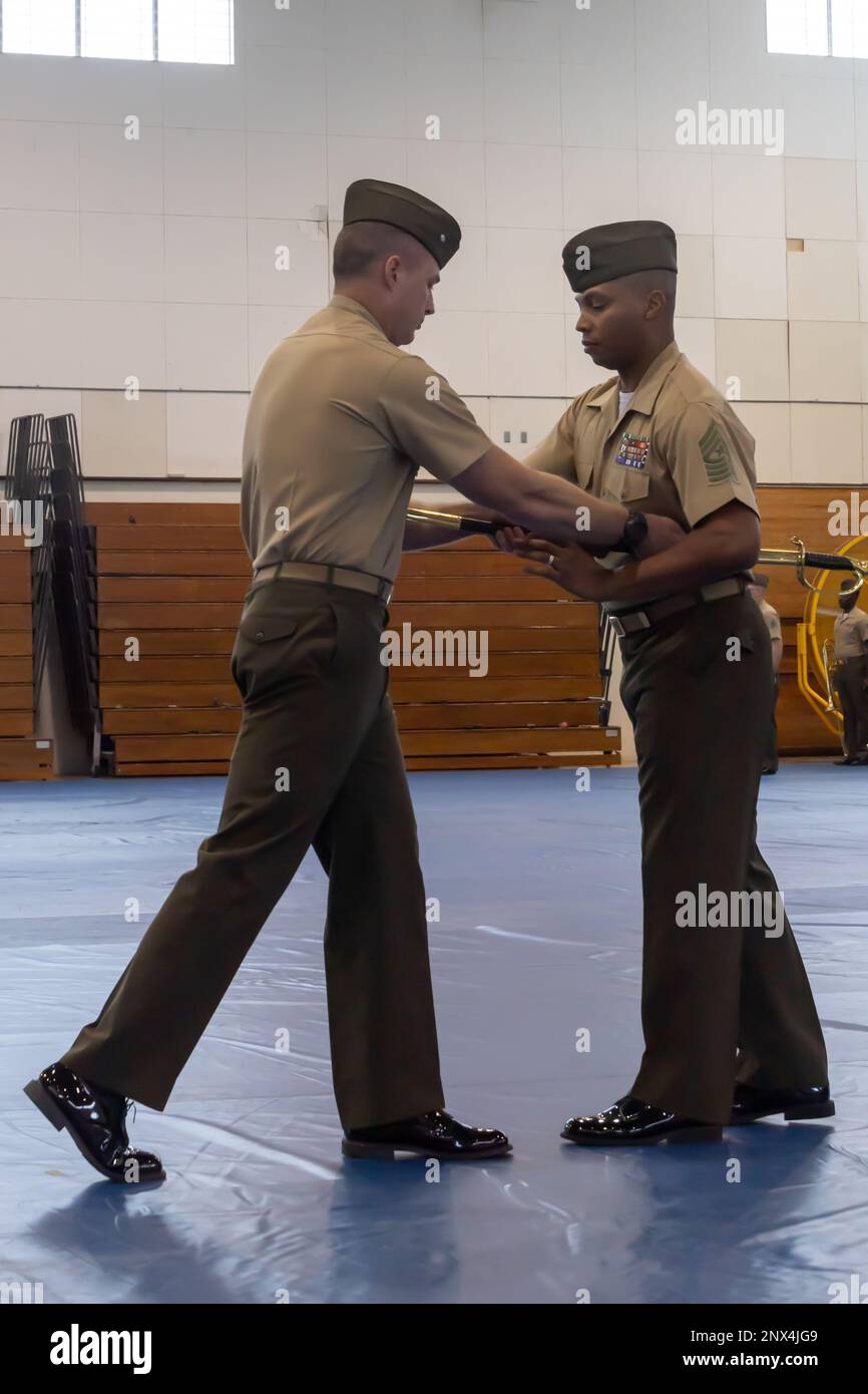 U.S. Marine Corps Lt. Col. Marcus Gillett, left, commanding officer for ...