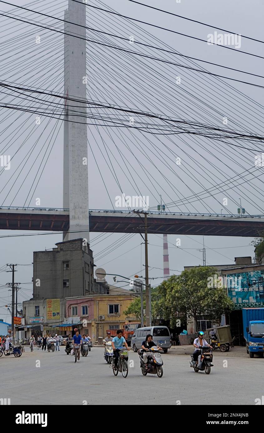 China.Shanghai: Nanpu Bridge from Duojia Road Stock Photo - Alamy