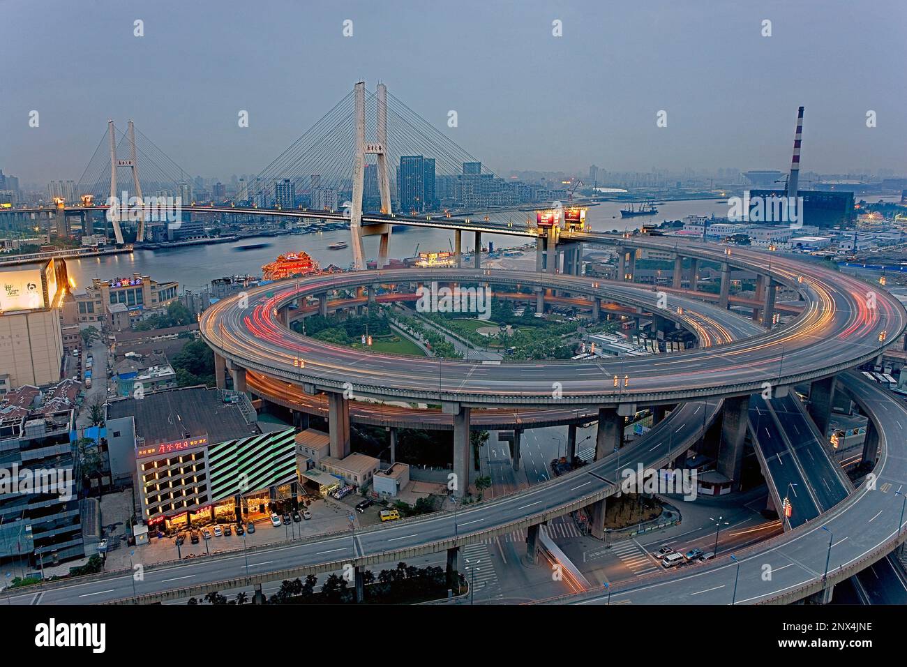 Nanpu bridge skyline at night hi-res stock photography and images - Alamy