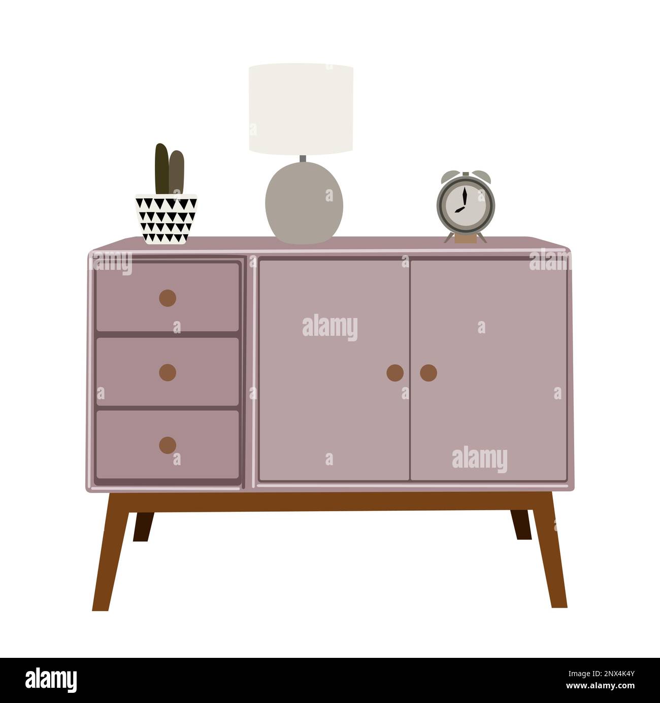 Mid century modern bedroom Cut Out Stock Images & Pictures - Alamy