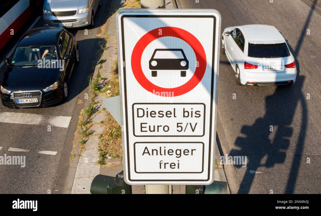 A sign with a ban for all old diesel cars, not conforming with the Euro ...