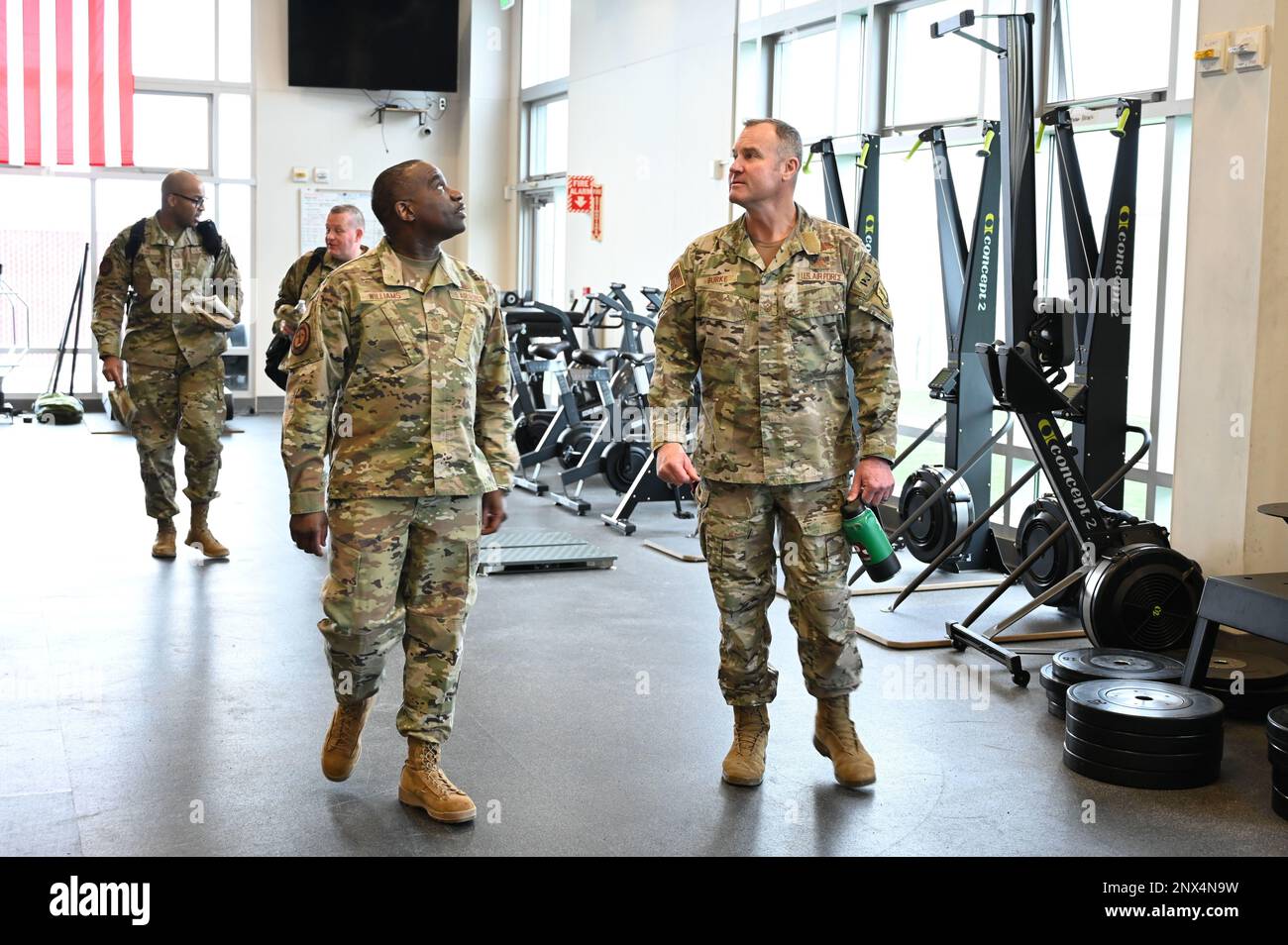 U.S. Air Force Chief Master Sgt. Eric Burke, right, command chief ...