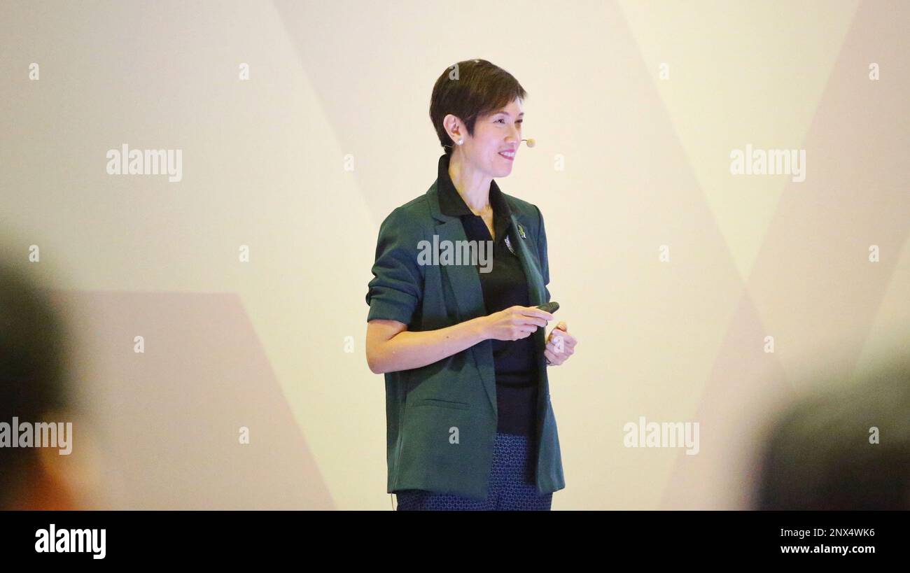 Mrs Josephine Teo, Manpower Minister, speaking at the Ministry of ...