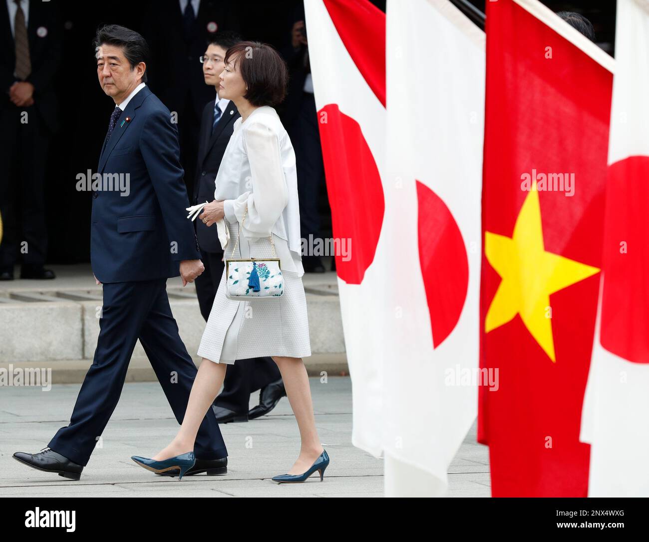 Japanese Prime Minister Shinzo Abe and his wife Akie Abe attend a ...