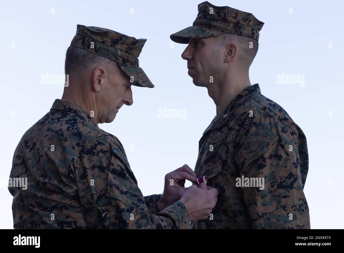 U.S. Marine Corps Col. Chad Vaughn, left, commanding officer, Marine Aircraft Group 13, 3rd ...