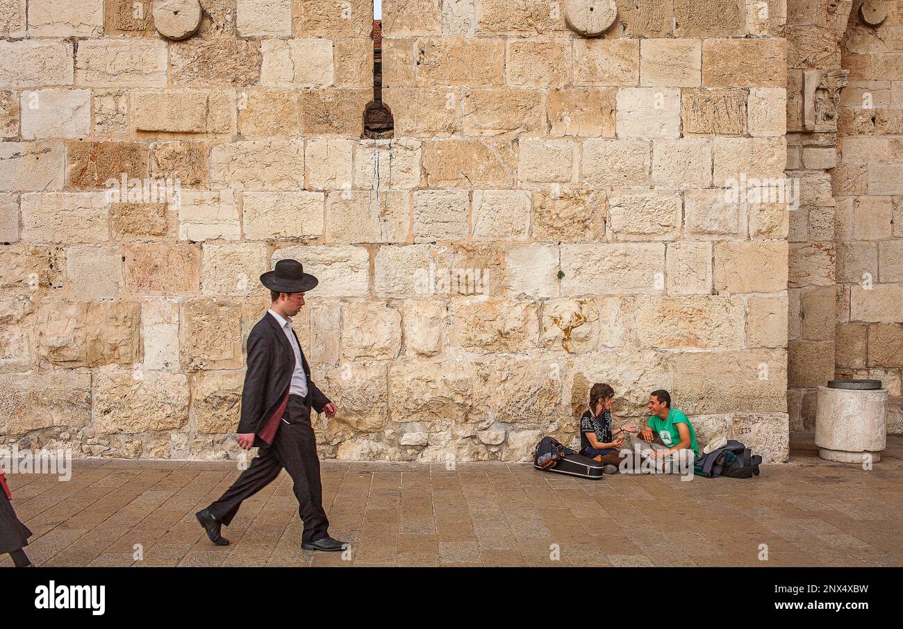 Street scene, in Town wall of Jerusalem near the Jaffa Gate, Old City ...