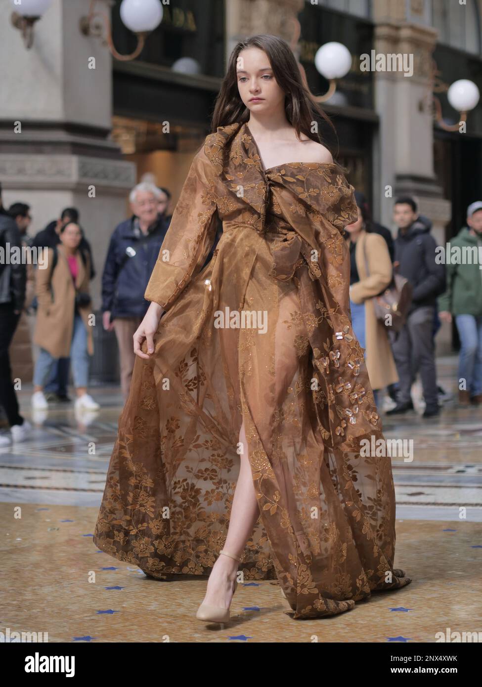 Model parade for photographers in Vittorio Emanuele gallery during ...