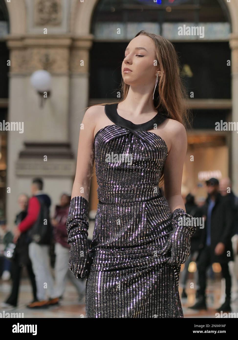 Model parade for photographers in Vittorio Emanuele gallery during ...