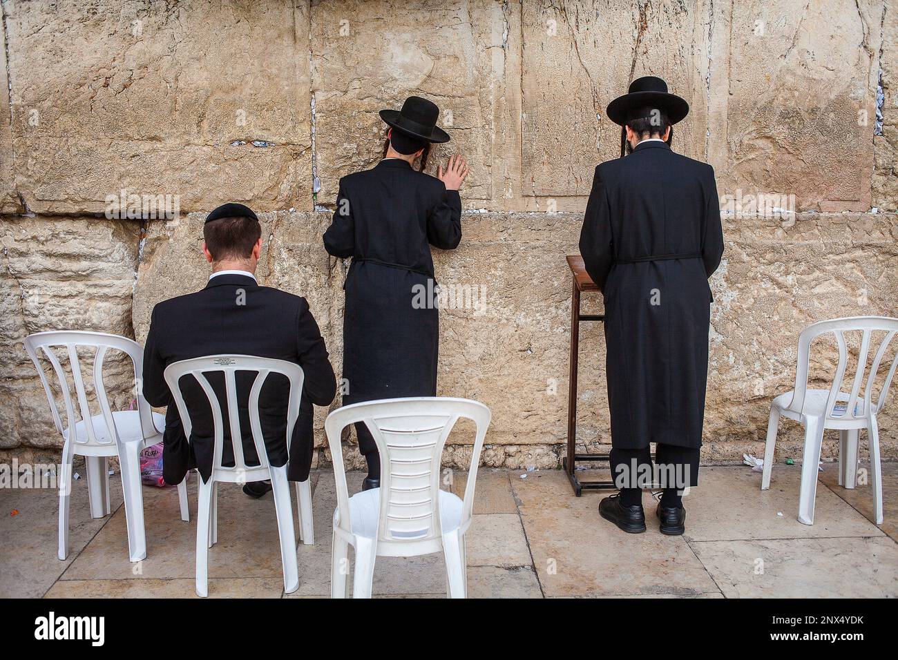 men's prayer area, men praying at the Western Wall, Wailing Wall ...