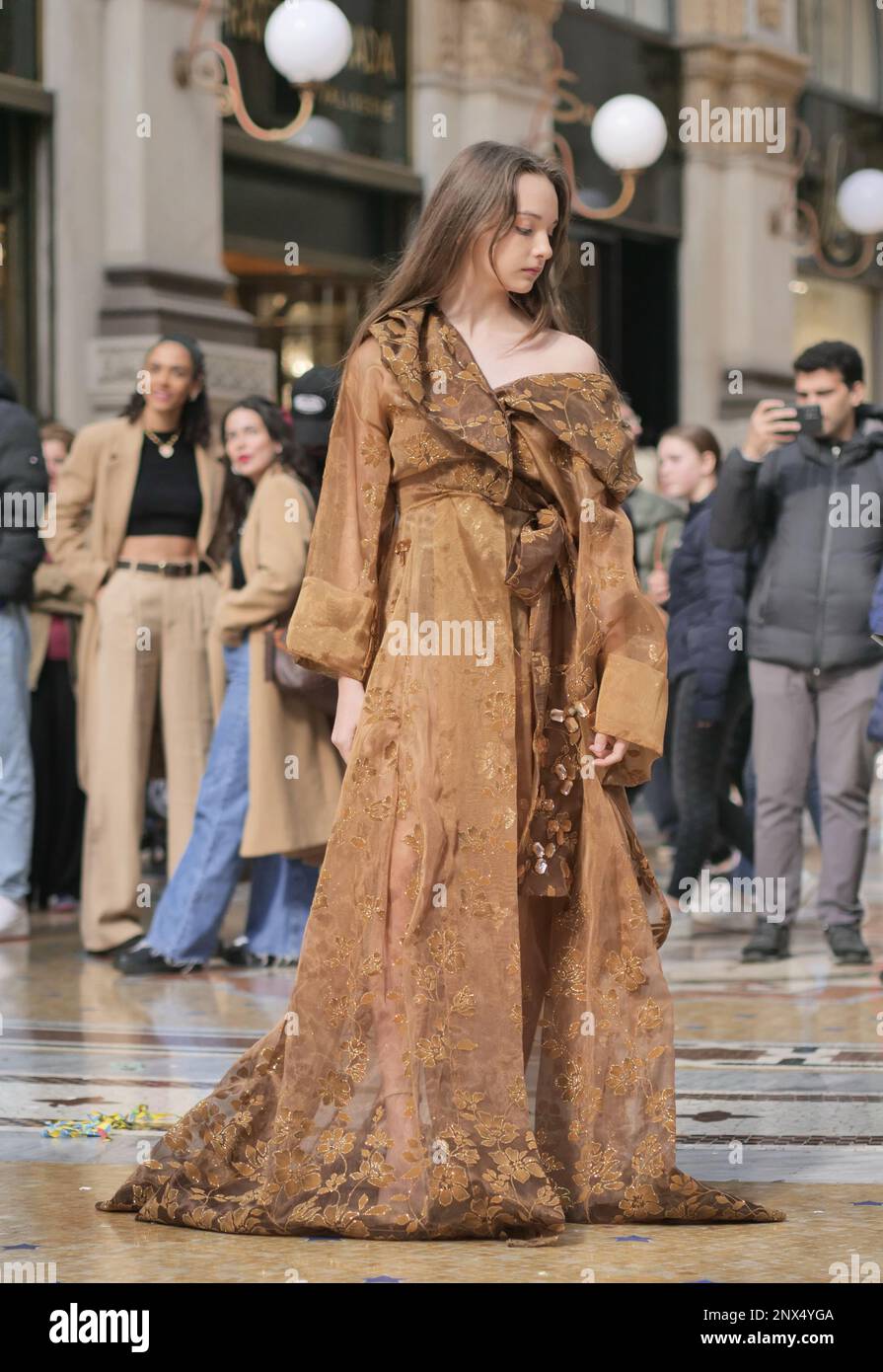 Model parade for photographers in Vittorio Emanuele gallery during ...