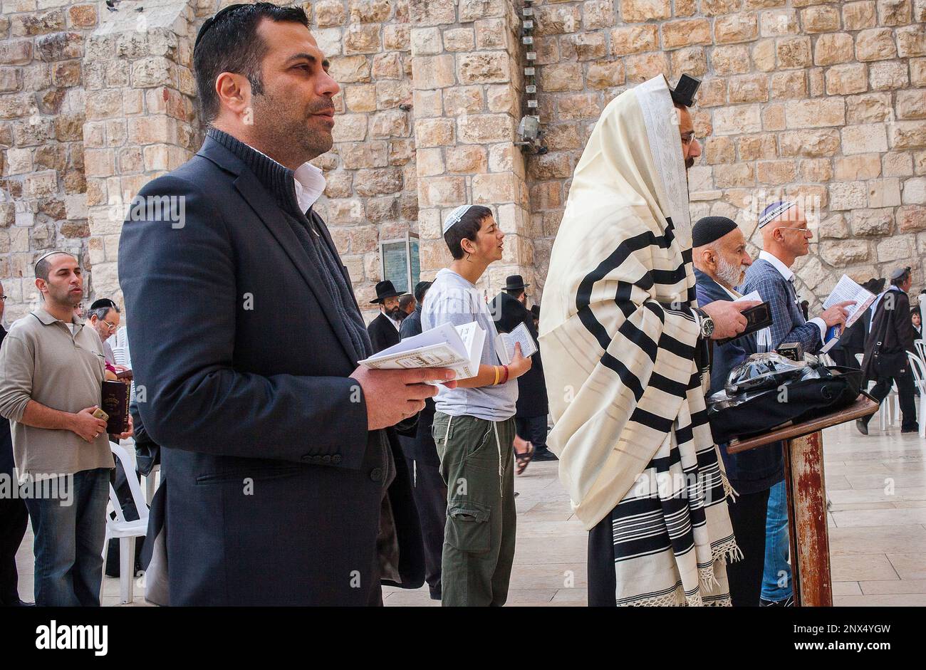 men's prayer area, men praying at the Western Wall, Wailing Wall ...