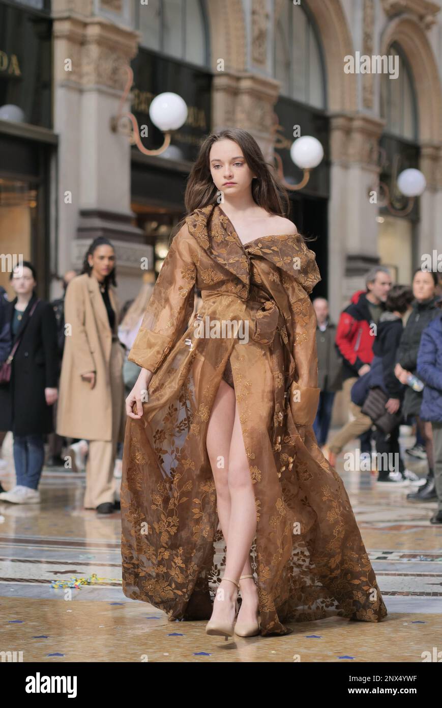 Model parade for photographers in Vittorio Emanuele gallery during ...