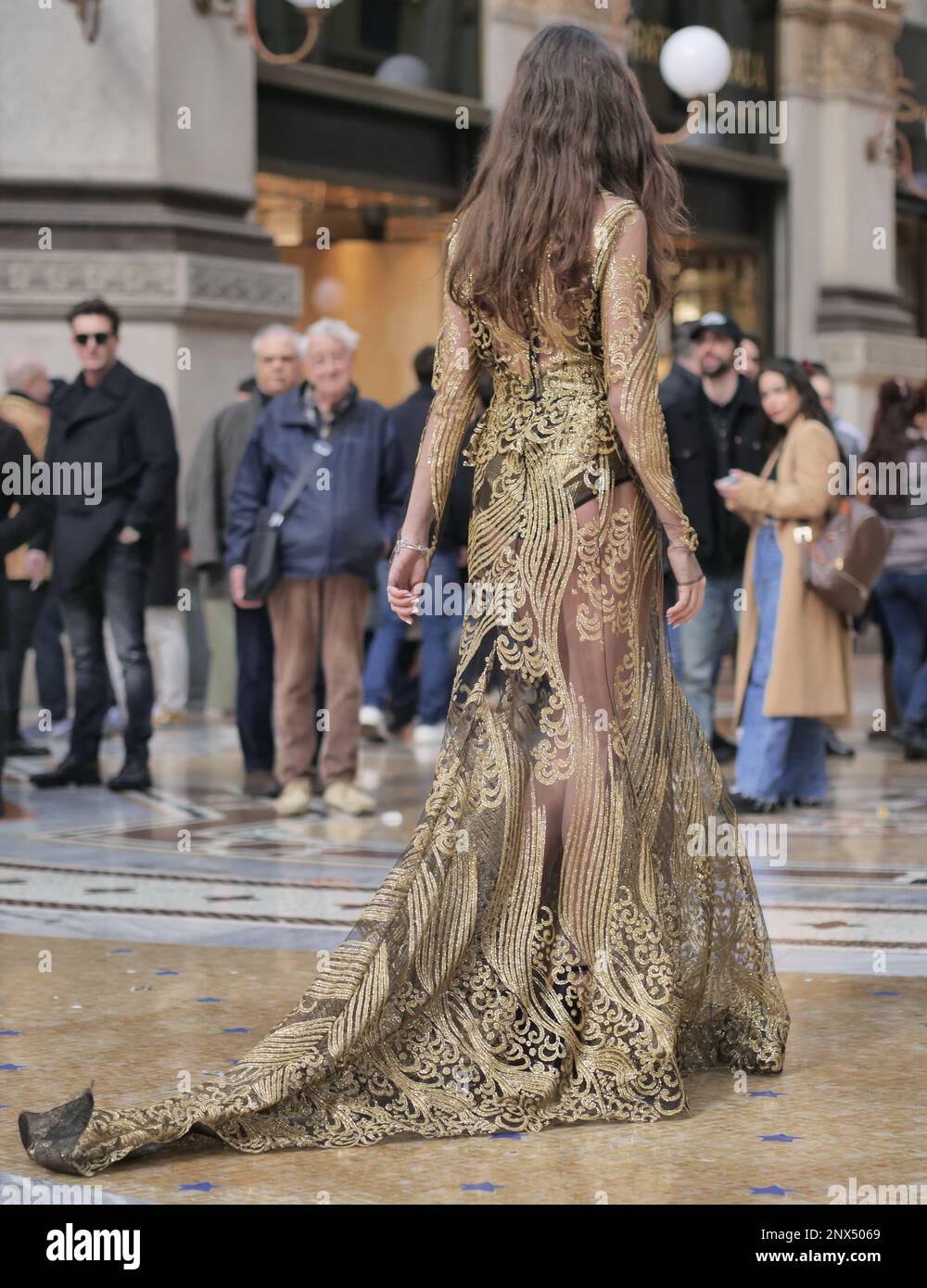 Model parade for photographers in Vittorio Emanuele gallery during ...