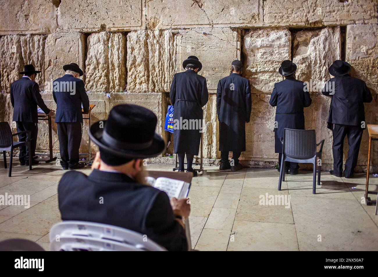 men's prayer area, men praying at the Western Wall, Wailing Wall ...