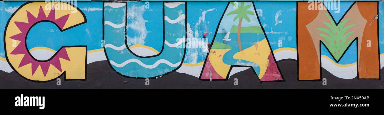 A mural is displayed in the Guam northern Area, Guam, Jan. 18, 2023 ...