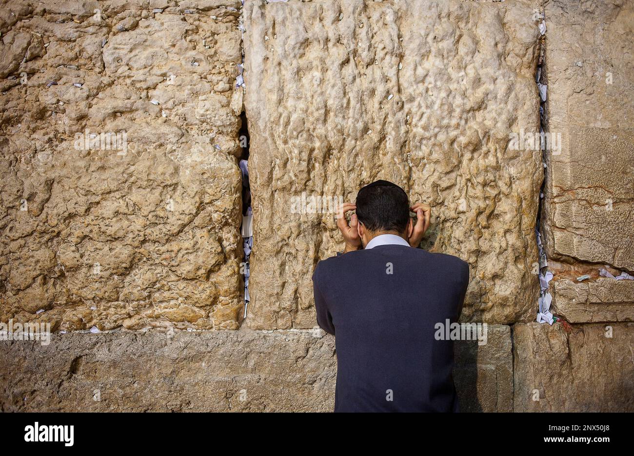 men's prayer area, man praying at the Western Wall, Wailing Wall ...