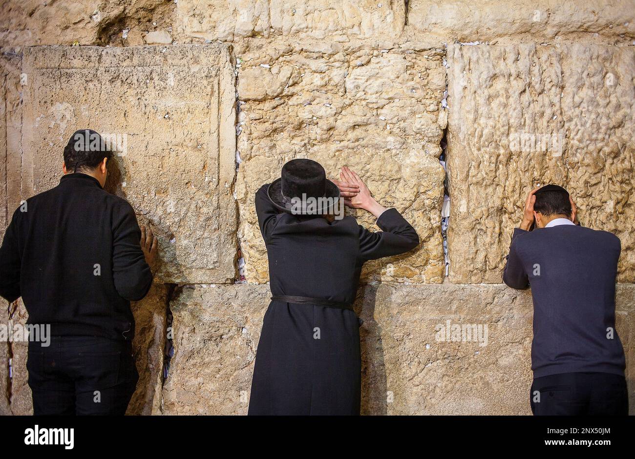 men's prayer area, men praying at the Western Wall, Wailing Wall ...