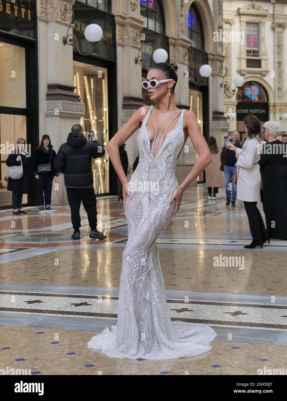 Model parade for photographers in Vittorio Emanuele gallery during ...