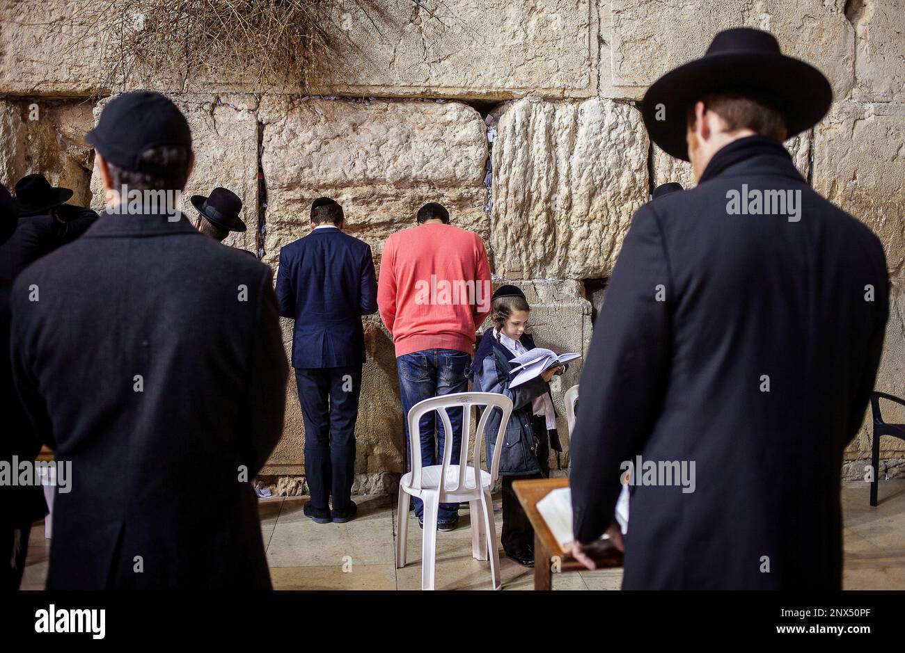 men's prayer area, men praying at the Western Wall, Wailing Wall ...
