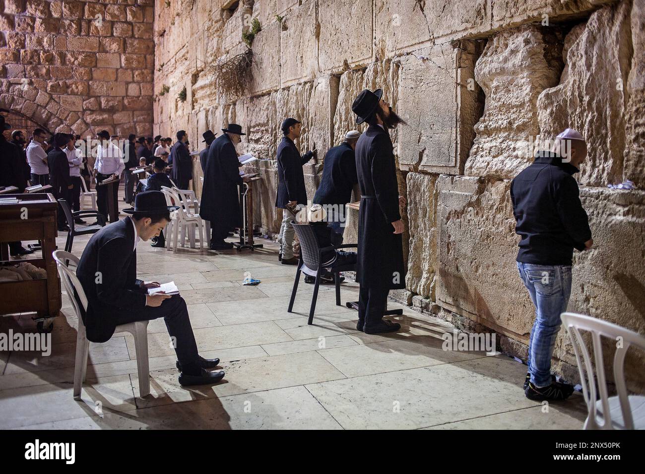 men's prayer area, men praying at the Western Wall, Wailing Wall ...
