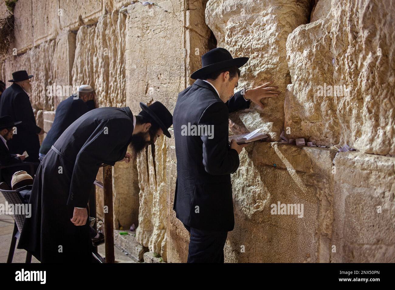 men's prayer area, men praying at the Western Wall, Wailing Wall ...