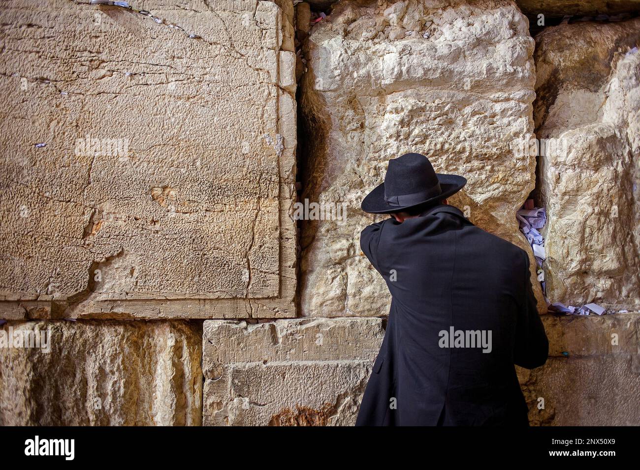 men's prayer area, man praying at the Western Wall, Wailing Wall ...