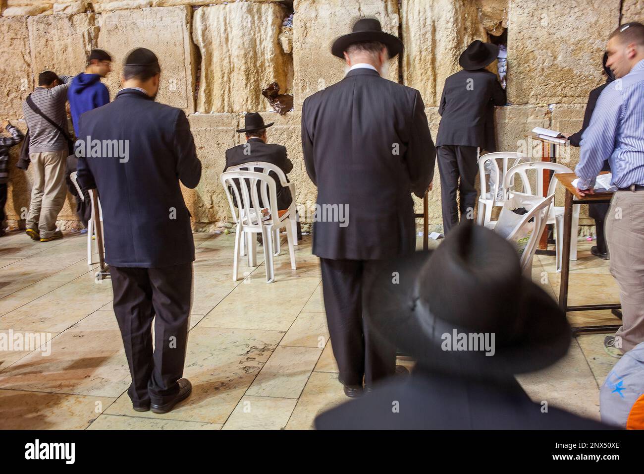 men's prayer area, men praying at the Western Wall, Wailing Wall ...